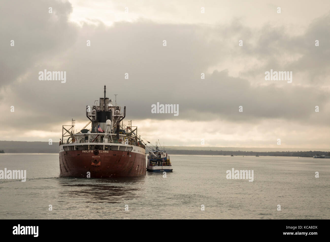Sault Ste Marie, Michigan - After passing through the Soo Locks, the ...