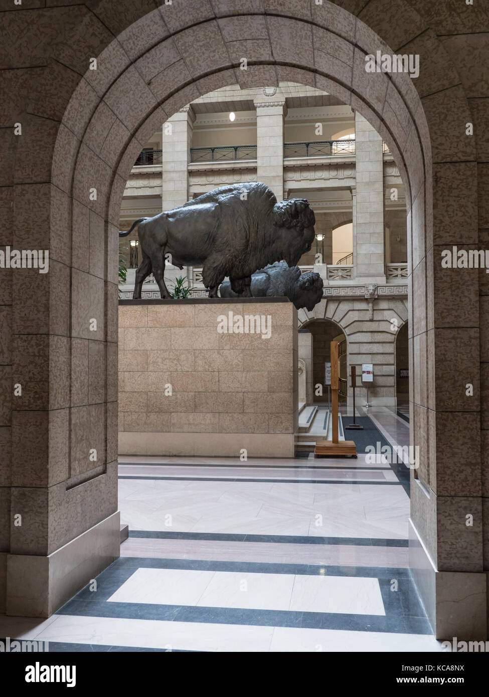 Bison statues inside the Manitoba provincial legislative building ...