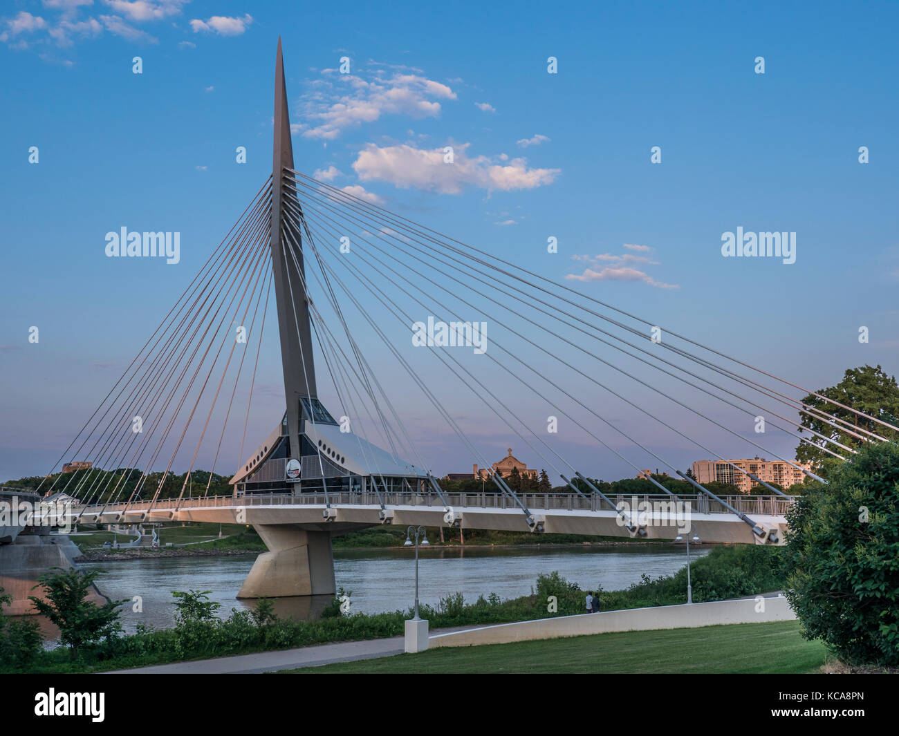 Esplanade Riel pedestrian bridge across the Red River, The Forks ...
