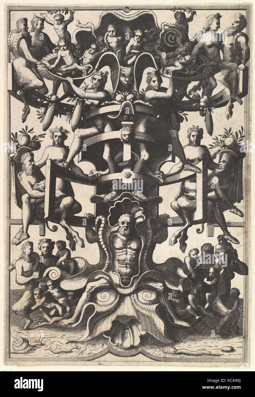 Man Sitting on an Auricular Mask, Supporting a Strapwork Frame on His ...