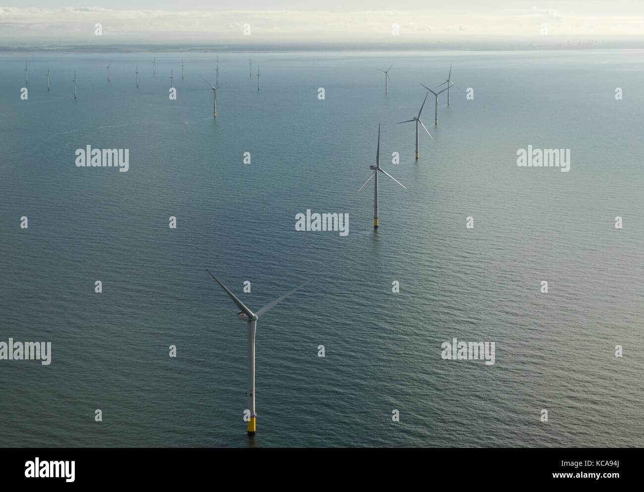 Aerial photo wind turbines Liverpool Bay Stock Photo - Alamy