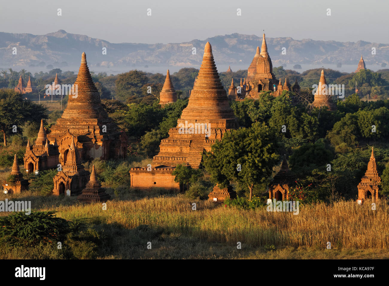BAGAN, MYANMAR, December 10, 2014 : Sun rises over the pagodas of Bagan ...