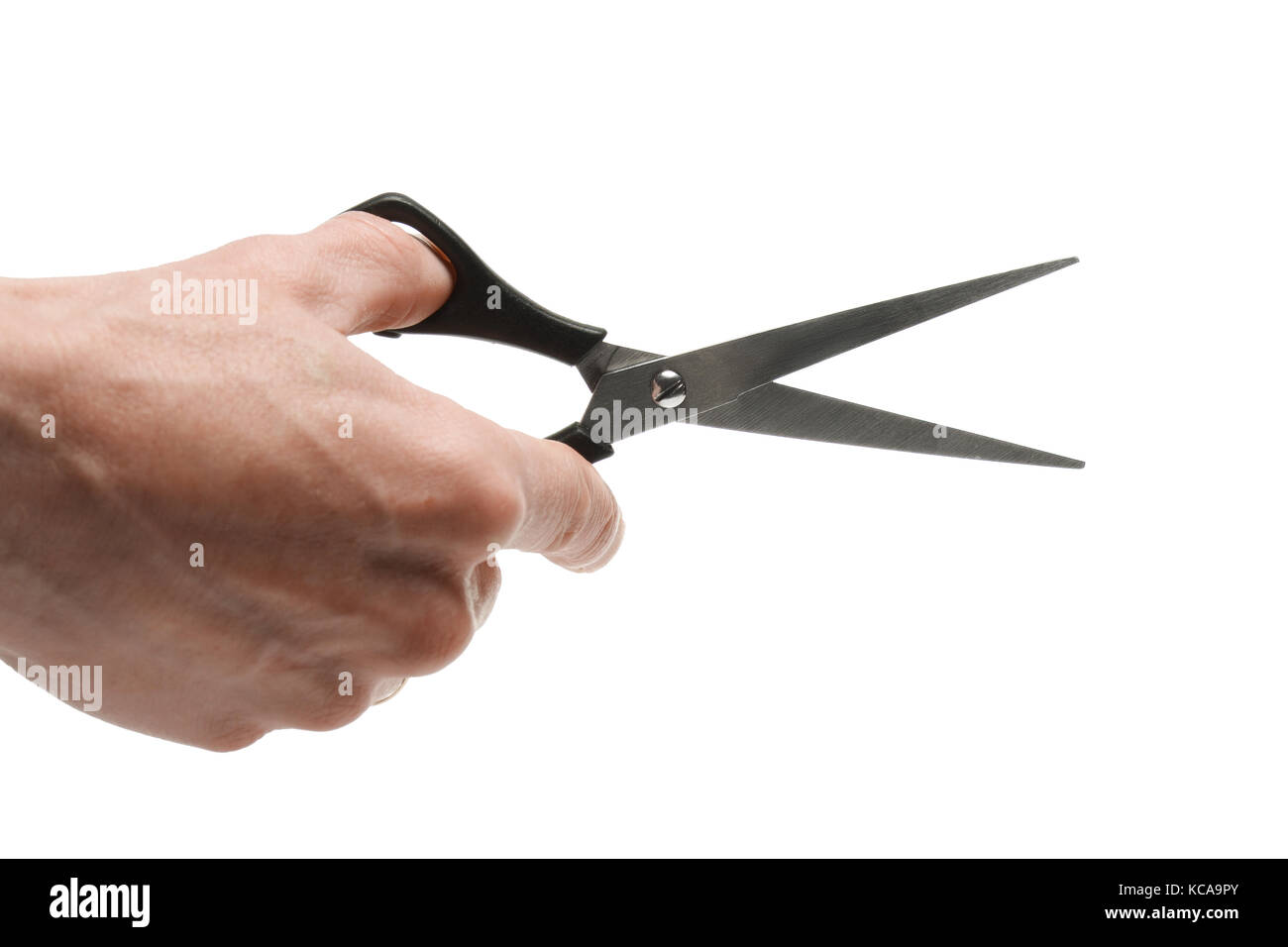 Human hand with scissor isolated on white Stock Photo - Alamy