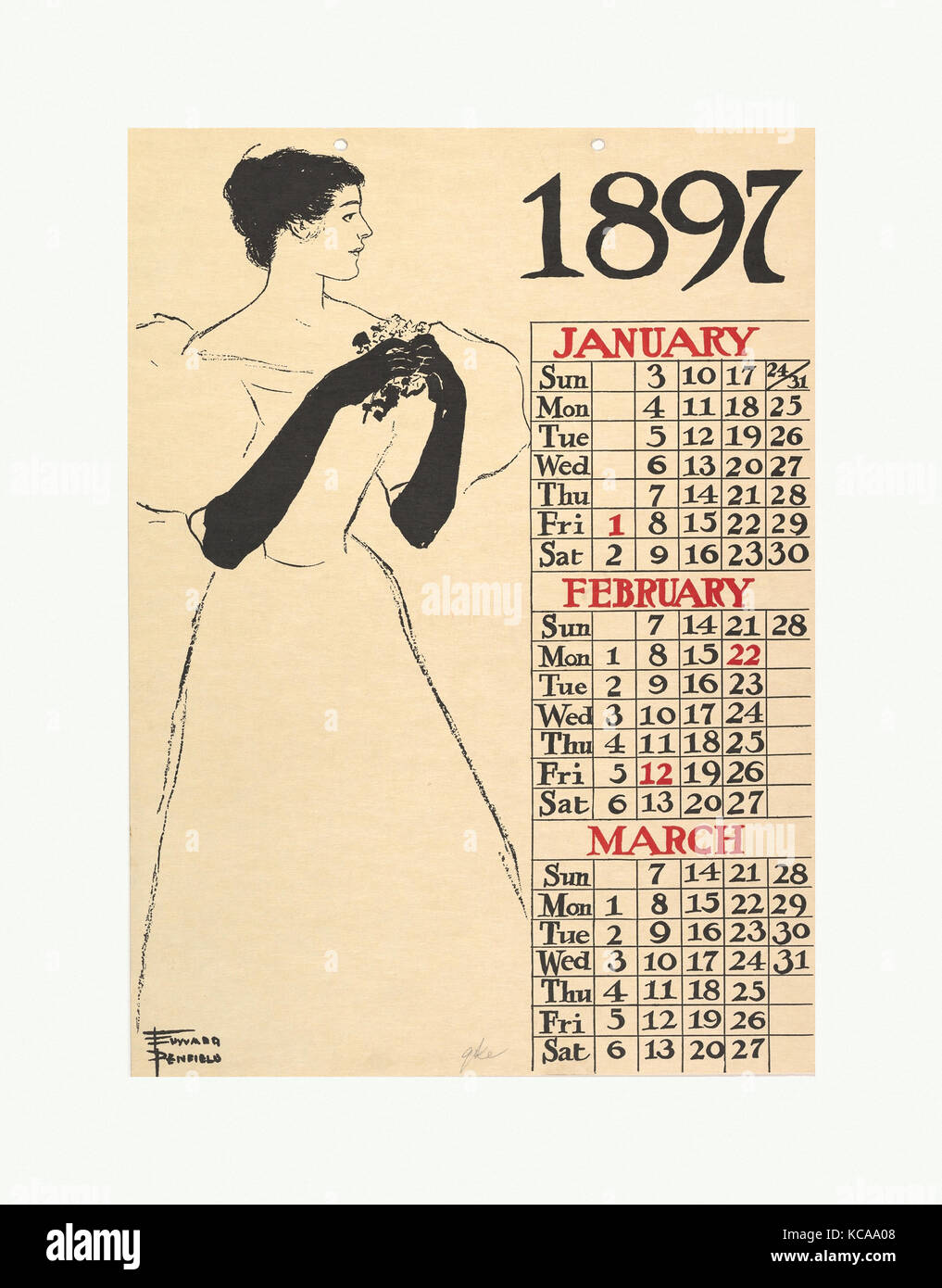 January, February, March, 1897, Edward Penfield, 1896 Stock Photo - Alamy