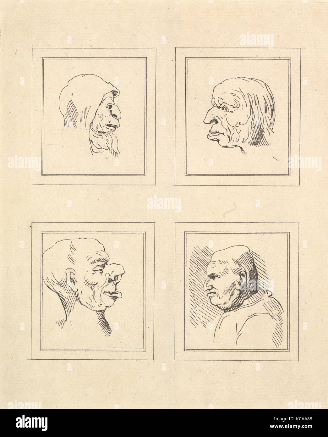 Four Heads (from Characaturas by Leonardo da Vinci, from Drawings by ...