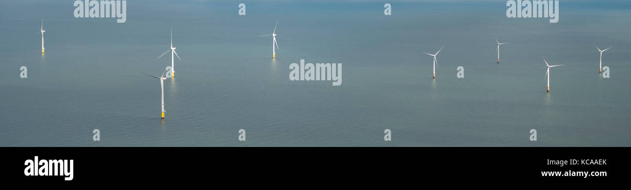 Aerial photo wind turbines Liverpool Bay Stock Photo - Alamy