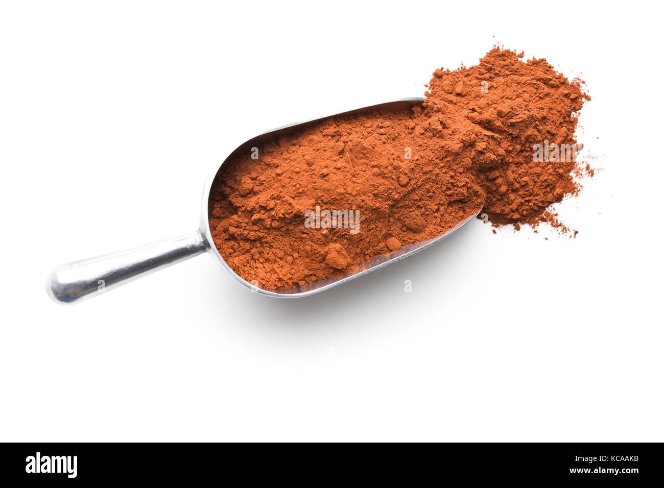 Tasty cocoa powder in scoop isolated on white background Stock Photo ...