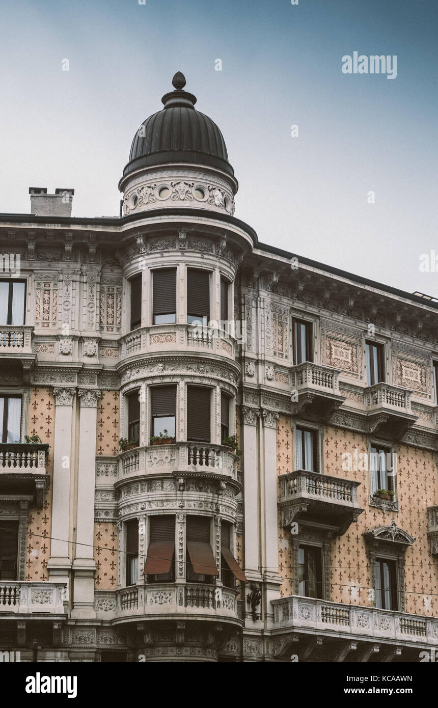 A turn of the 20th century building in Milan, Lombardy, Italy Stock ...