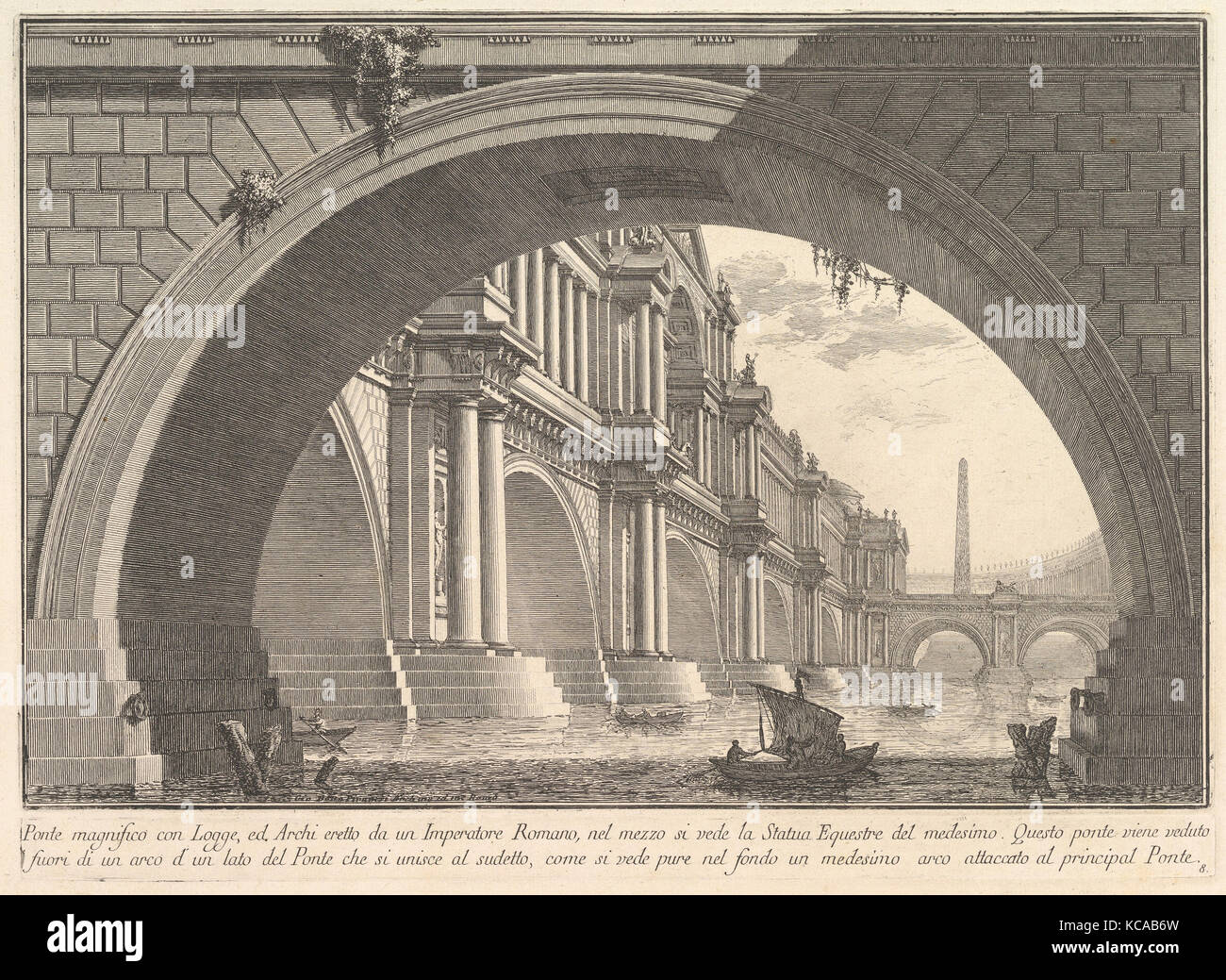 Magnificent bridge with loggias, and arches erected by a Roman Emperor ...