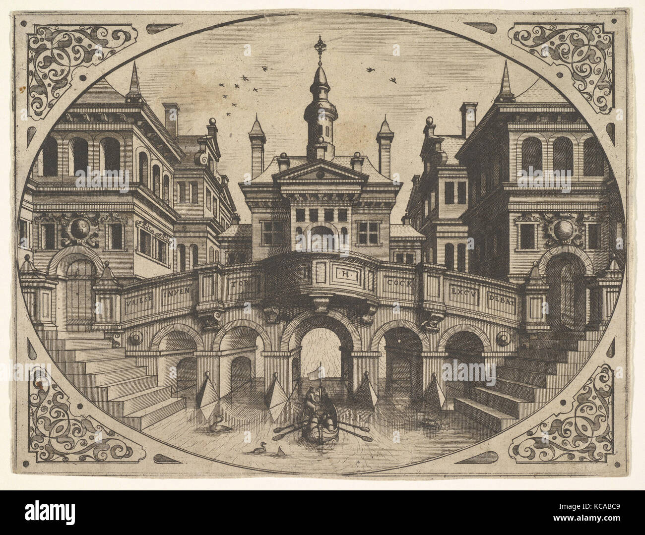 Plate from "Scenographiae...", Johannes van Doetecum the elder, 1560 ...