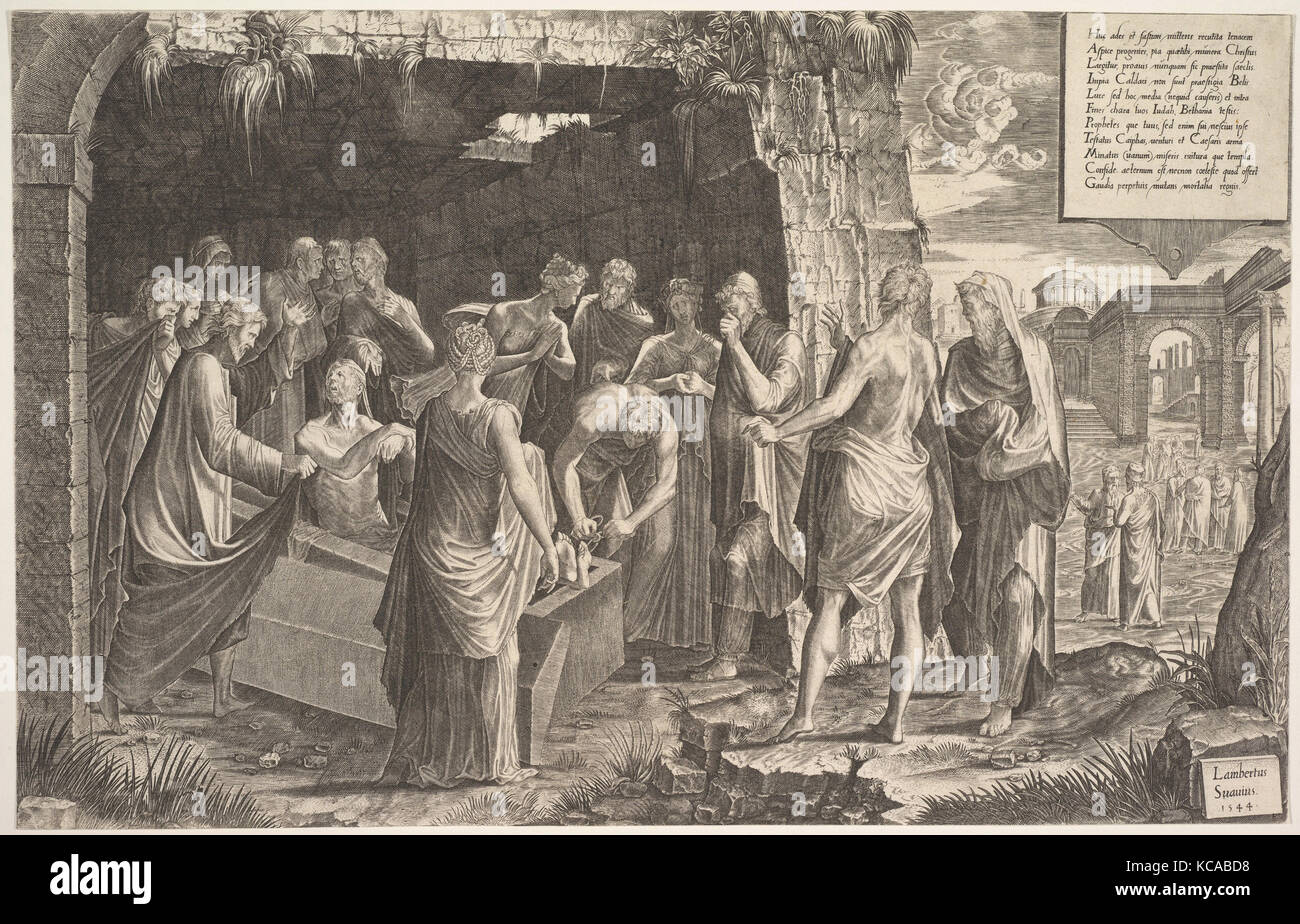 Resurrection of Lazarus, 1544, Engraving, image: 8 1/16 x 12 11/16 in ...