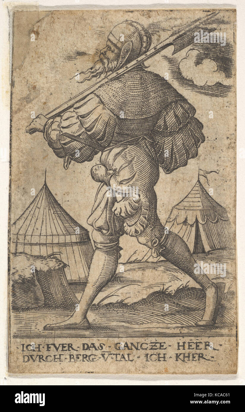 Halberdier walking left and carrying a halberd over his left shoulder ...