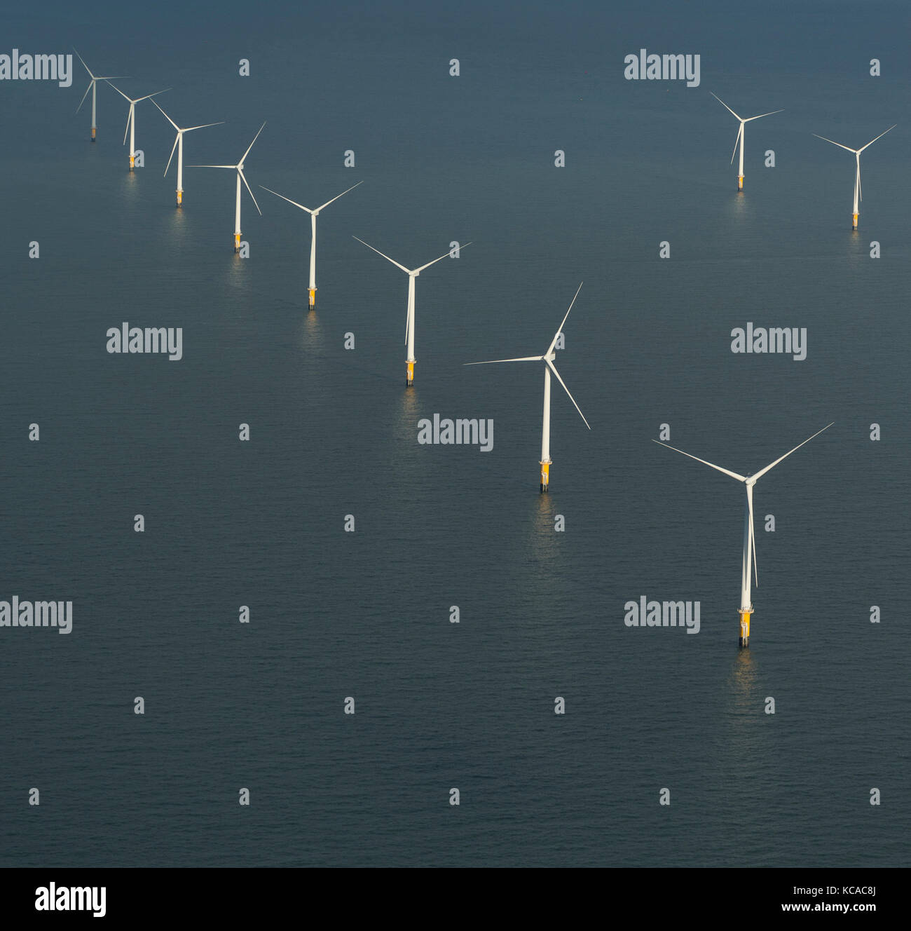 Aerial photo wind turbines Liverpool Bay Stock Photo - Alamy