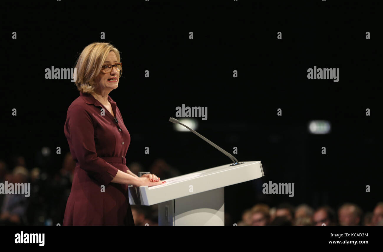 Manchester, UK. 3rd October, 2017. Amber Rudd Mp Home Secretary ...