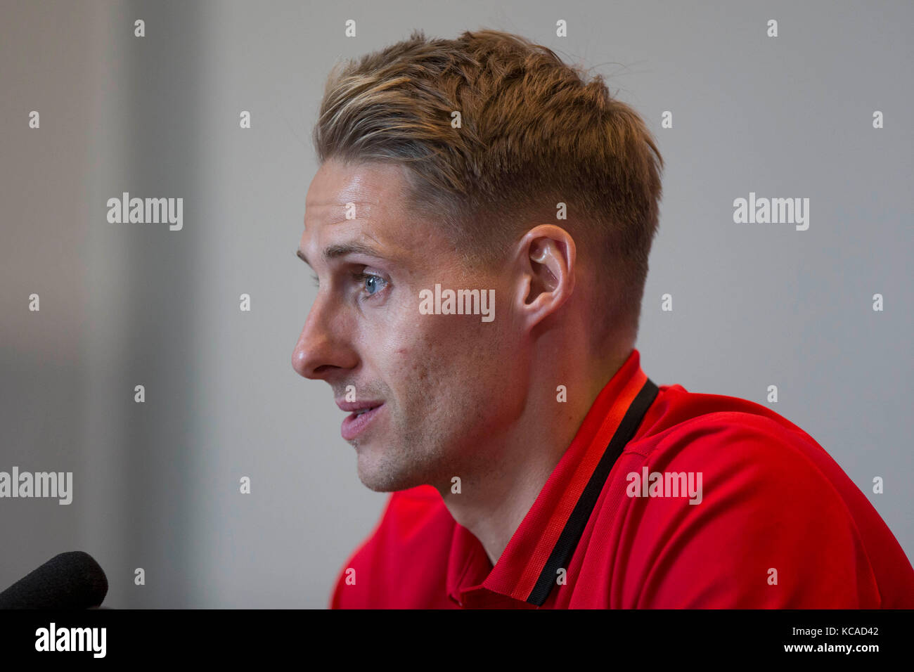 Hensol, Wales, UK, October 3rd 2017. David Edwards of Wales faces the ...