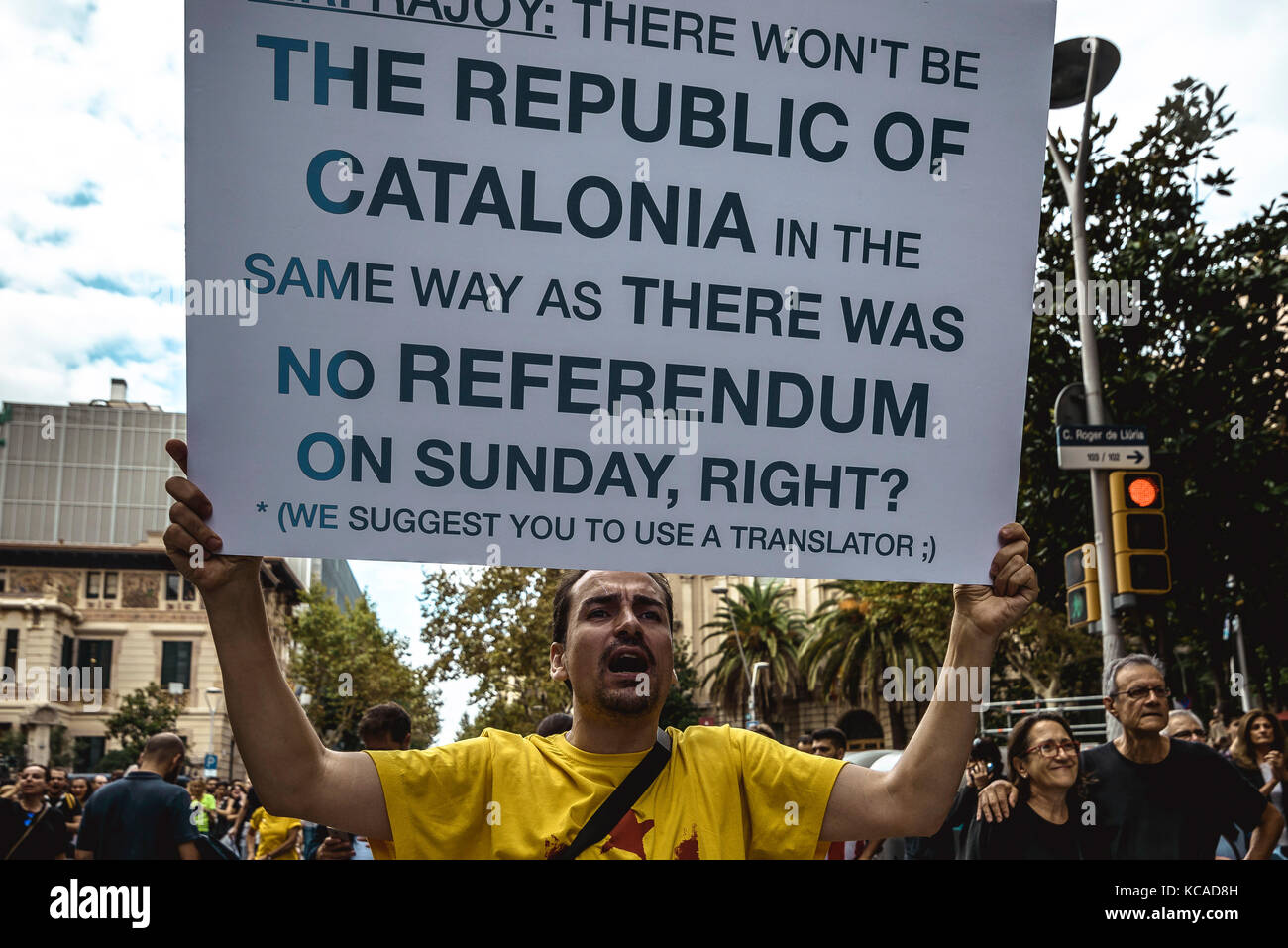 Barcelona, Spain. 3 October, 2017: Thousands of Catalan pro ...