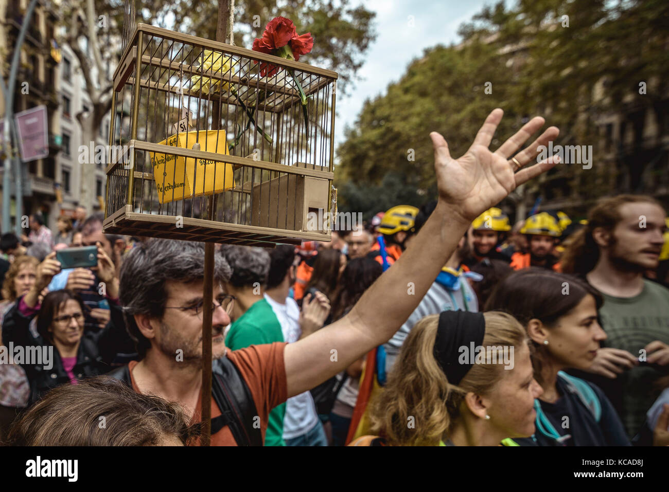 Barcelona, Spain. 3 October, 2017: Thousands of Catalan pro ...