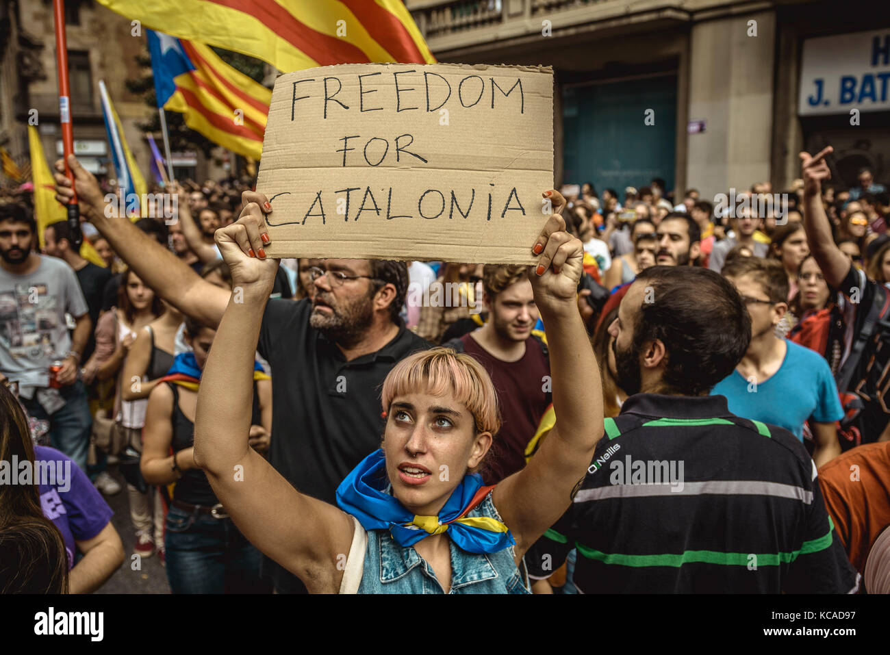 Barcelona, Spain. 3 October, 2017: Thousands of Catalan pro ...