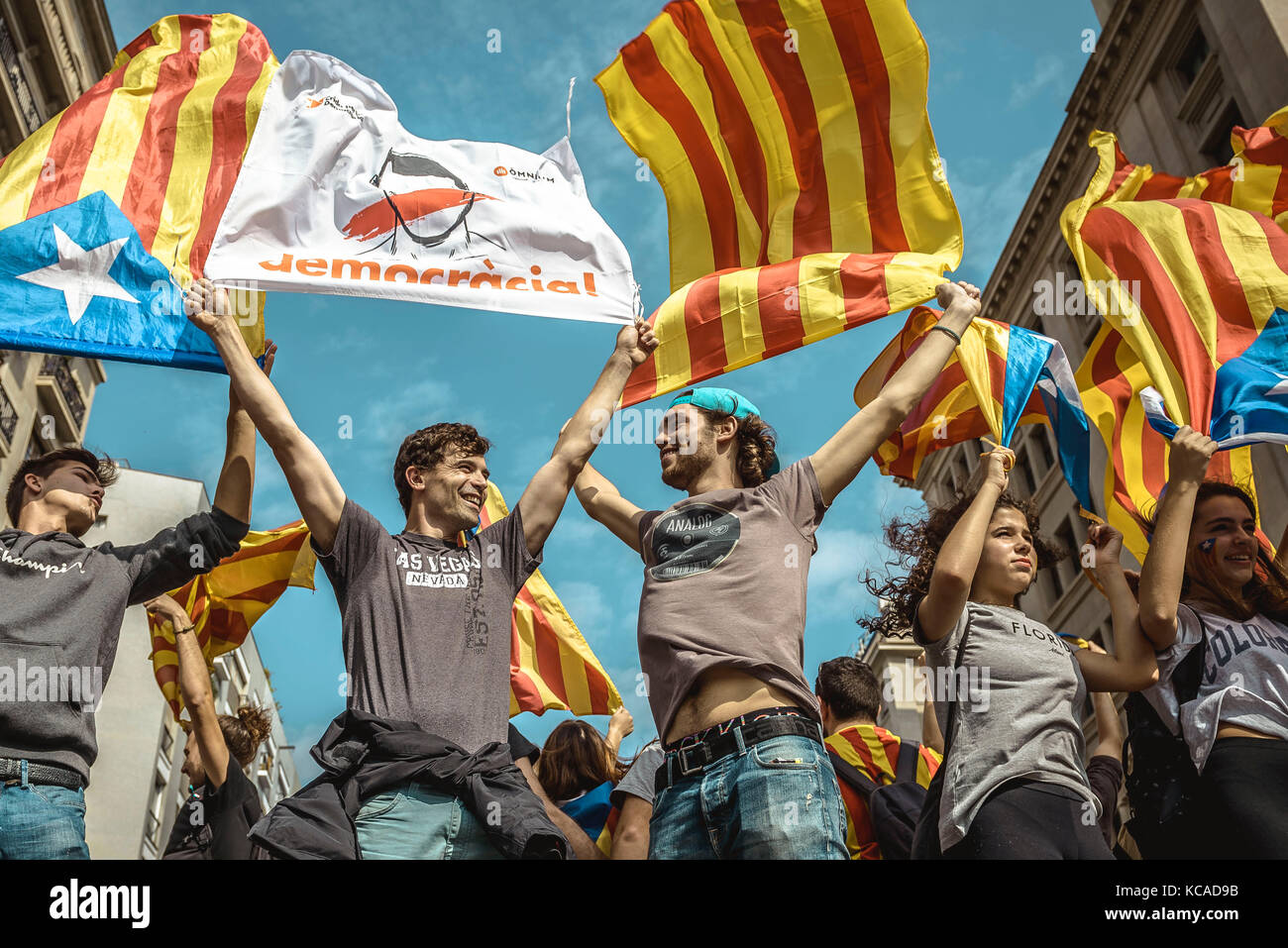 Barcelona, Spain. 3 October, 2017: Thousands of Catalan pro ...