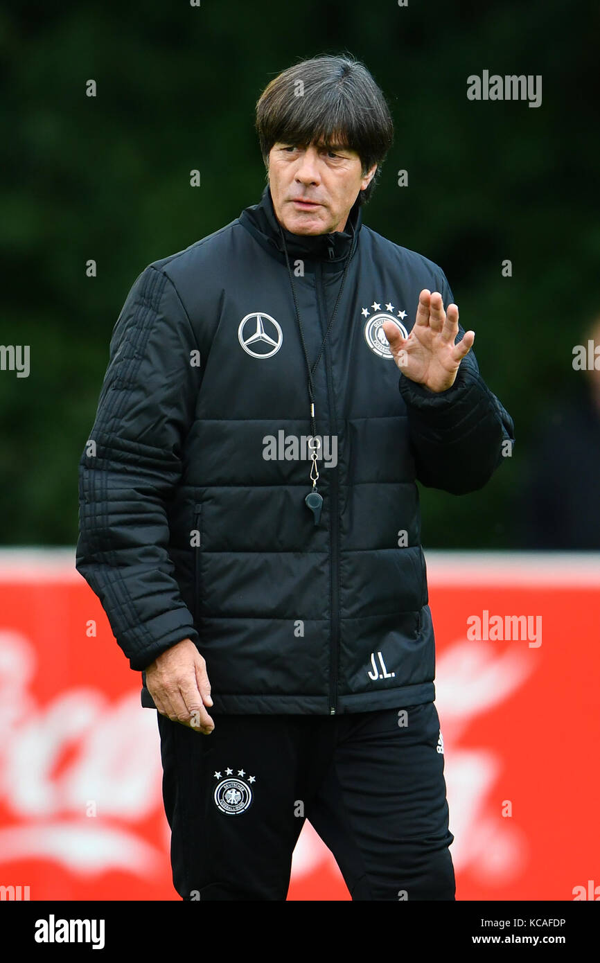 Germany coach Joachim Loew at a Germany football team training session ...