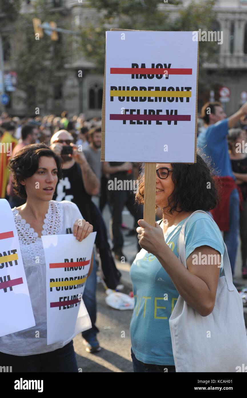 3rd Oct 2017 Demonstrations in Catalunya against police violence at the ...