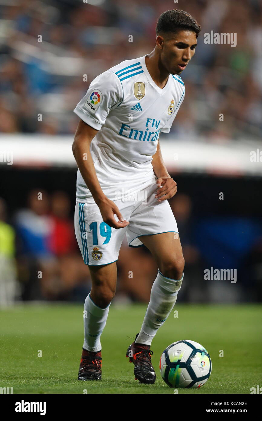Madrid, Spain. 1st Oct, 2017. Achraf Hakimi (Real) Football/Soccer ...
