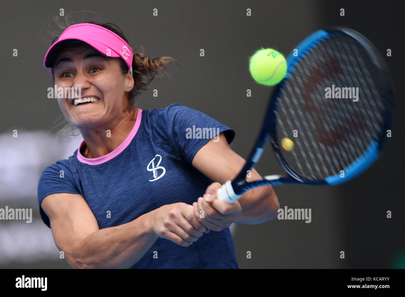 Beijing, China. 4th October, 2017. Monica Niculescu of Romania returns ...