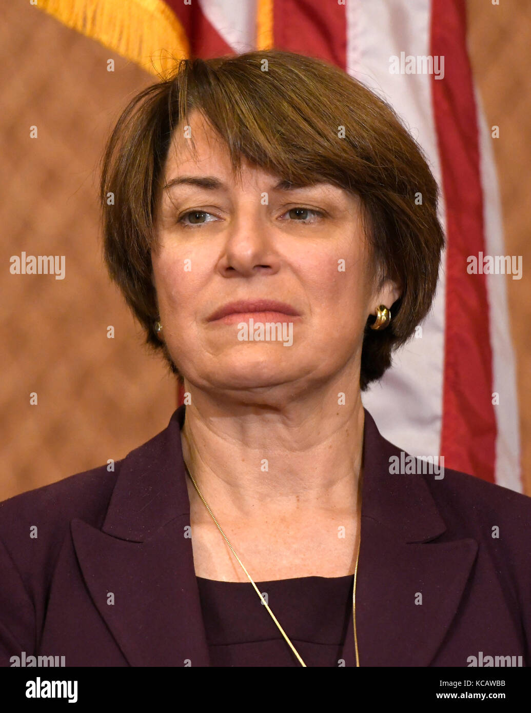 United States Senator Amy Klobuchar (Democrat of Minnesota) listens to ...