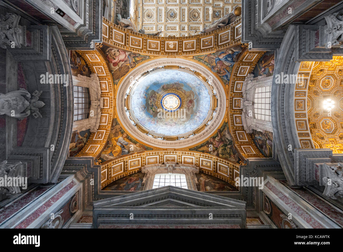 One of the ceilings in St Peter's Basilica in the Vatican City in Rome ...