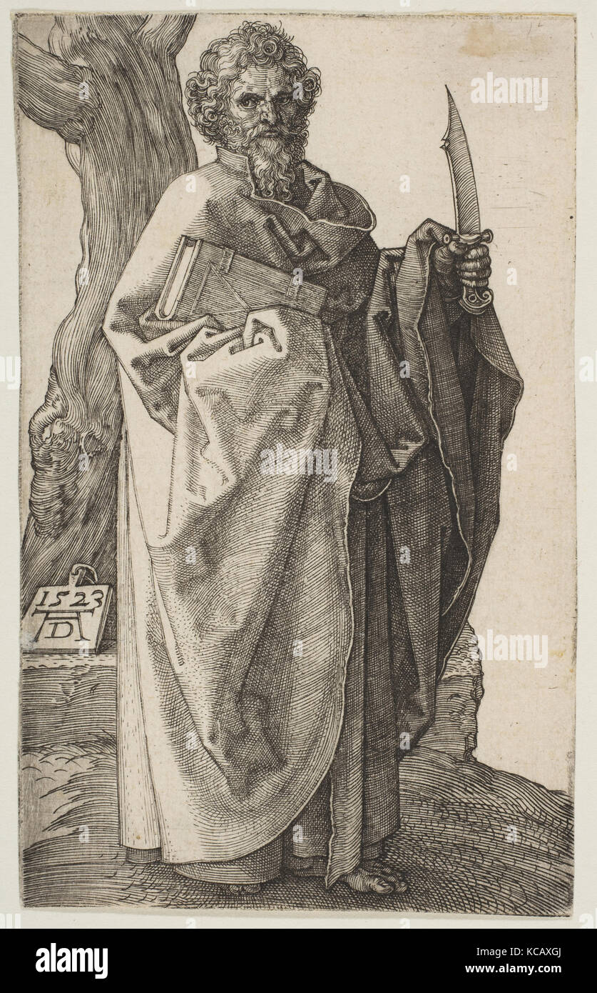 Saint Bartholomew, 1523, Engraving, Sheet: 4 3/4 × 2 15/16 in. (12.1 × ...