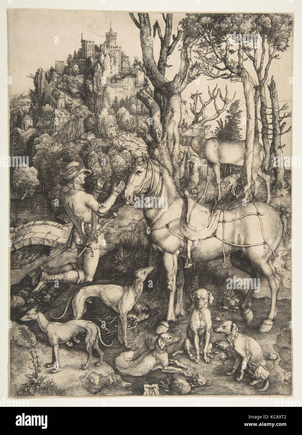 Saint Eustace, ca. 1501, Engraving, Sheet: 13 3/4 × 10 3/16 in. (35 × ...