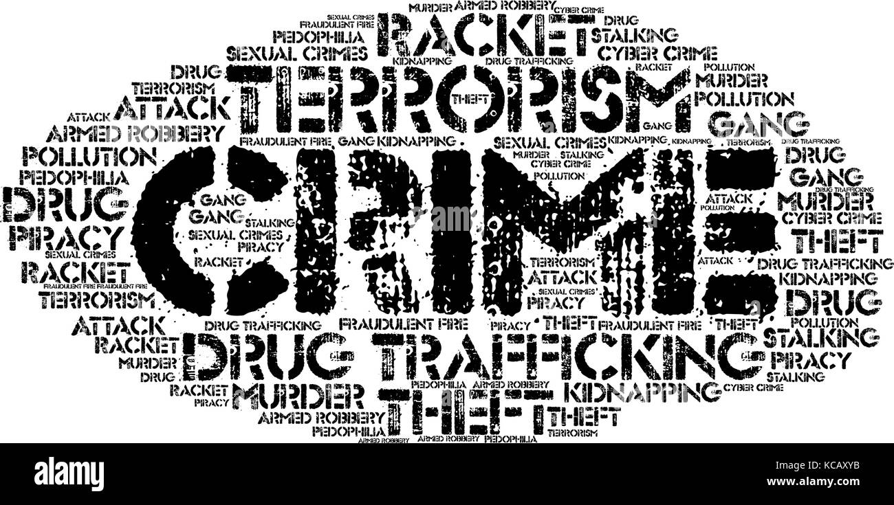 Words cloud, Crime concept made with cloud shape and tags on white ...