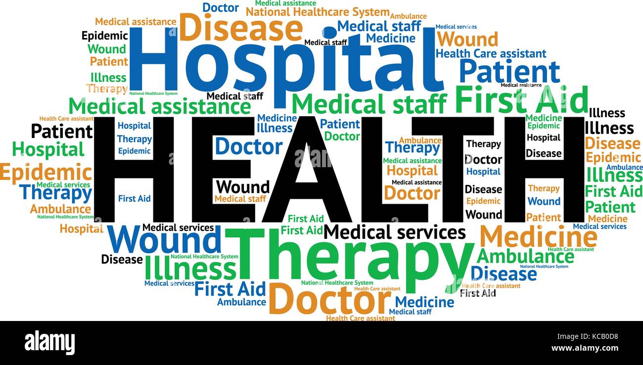 Words cloud, Health concept made with a cloud shape and tags on white ...