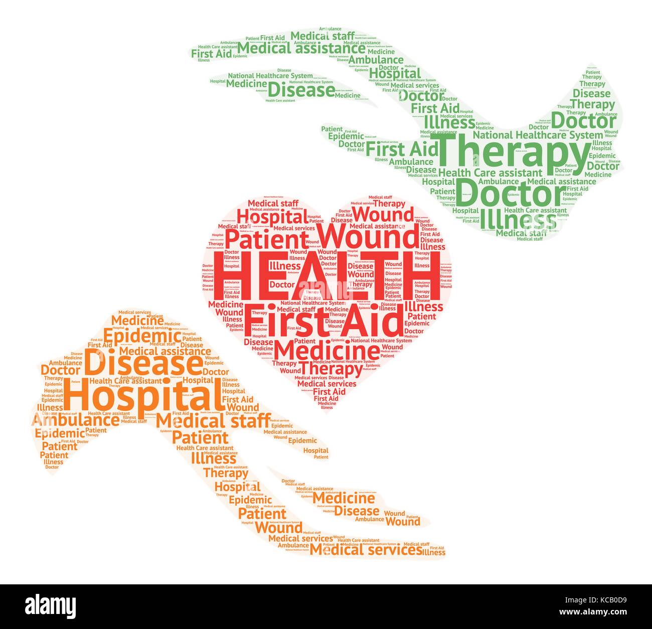 Words cloud, Health concept made with a heart and hands shape and tags ...