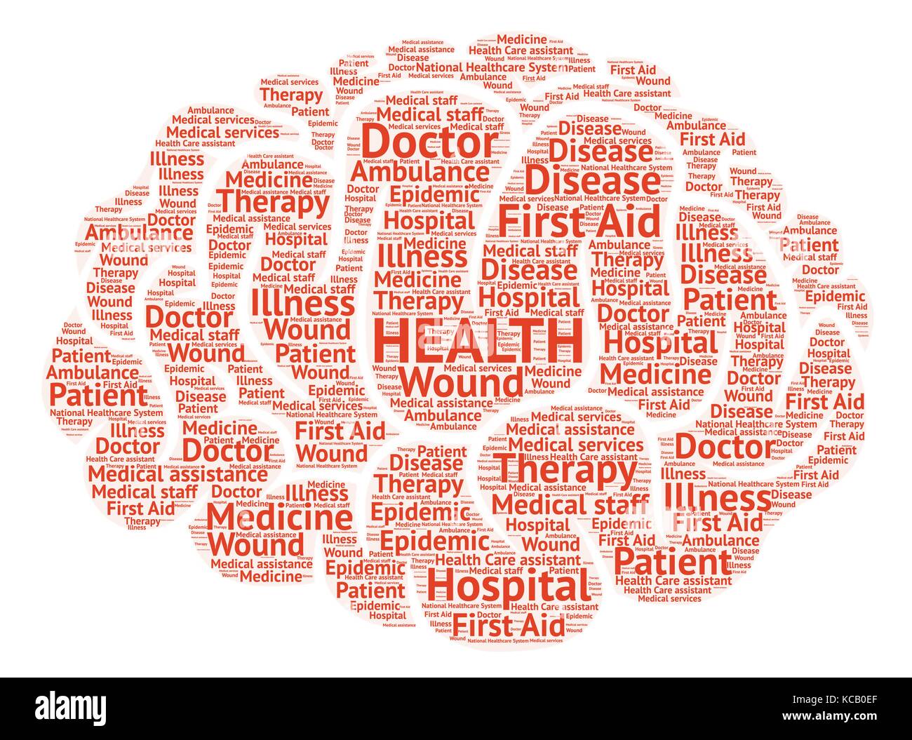 Words cloud, Health concept made with a brain shape and tags on white ...