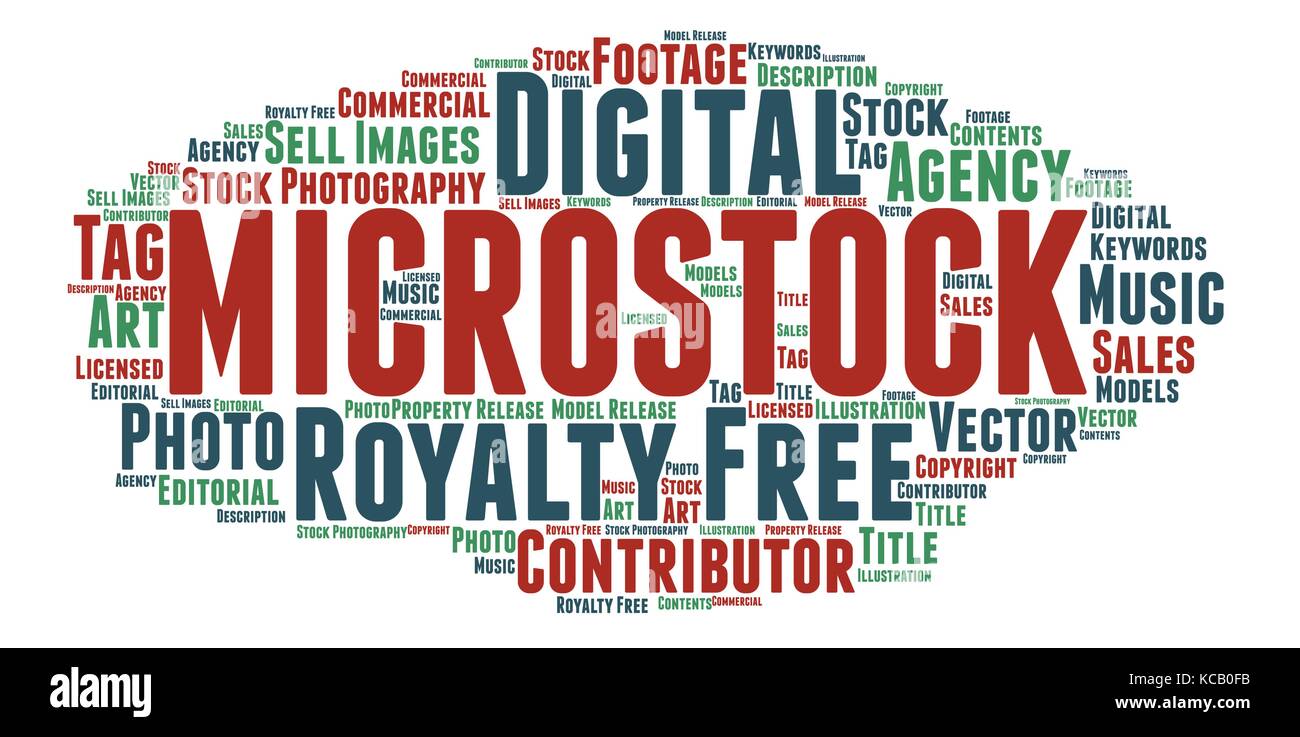 Words cloud, Microstock concept made with cloud shape and tags on white ...