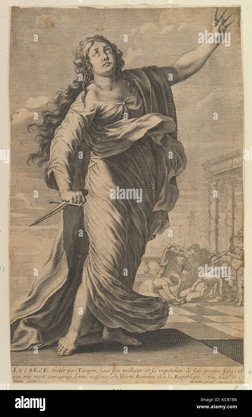Lucrèce, 1647, Engraving (figure by Rousselet) and etching (background ...