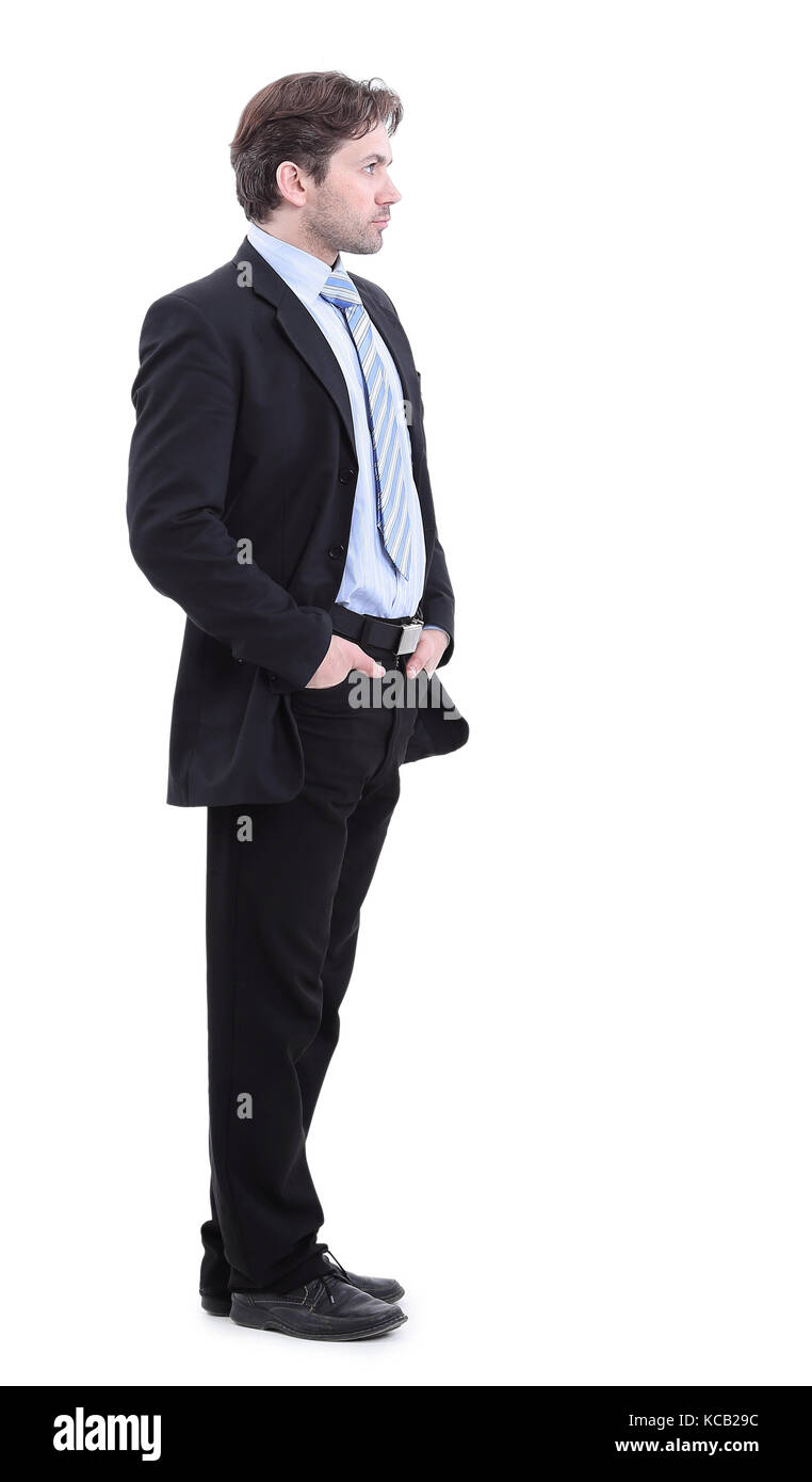 in full growth. side view.portrait of a serious business person Stock ...