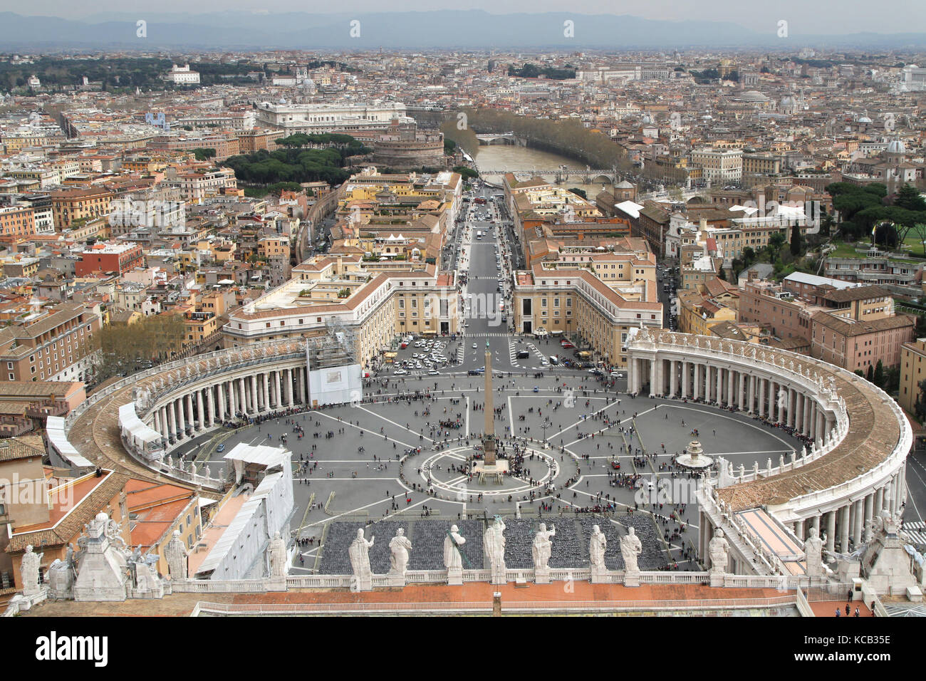 St.Peter place and Rome landscape from the basilica cupola Stock Photo ...