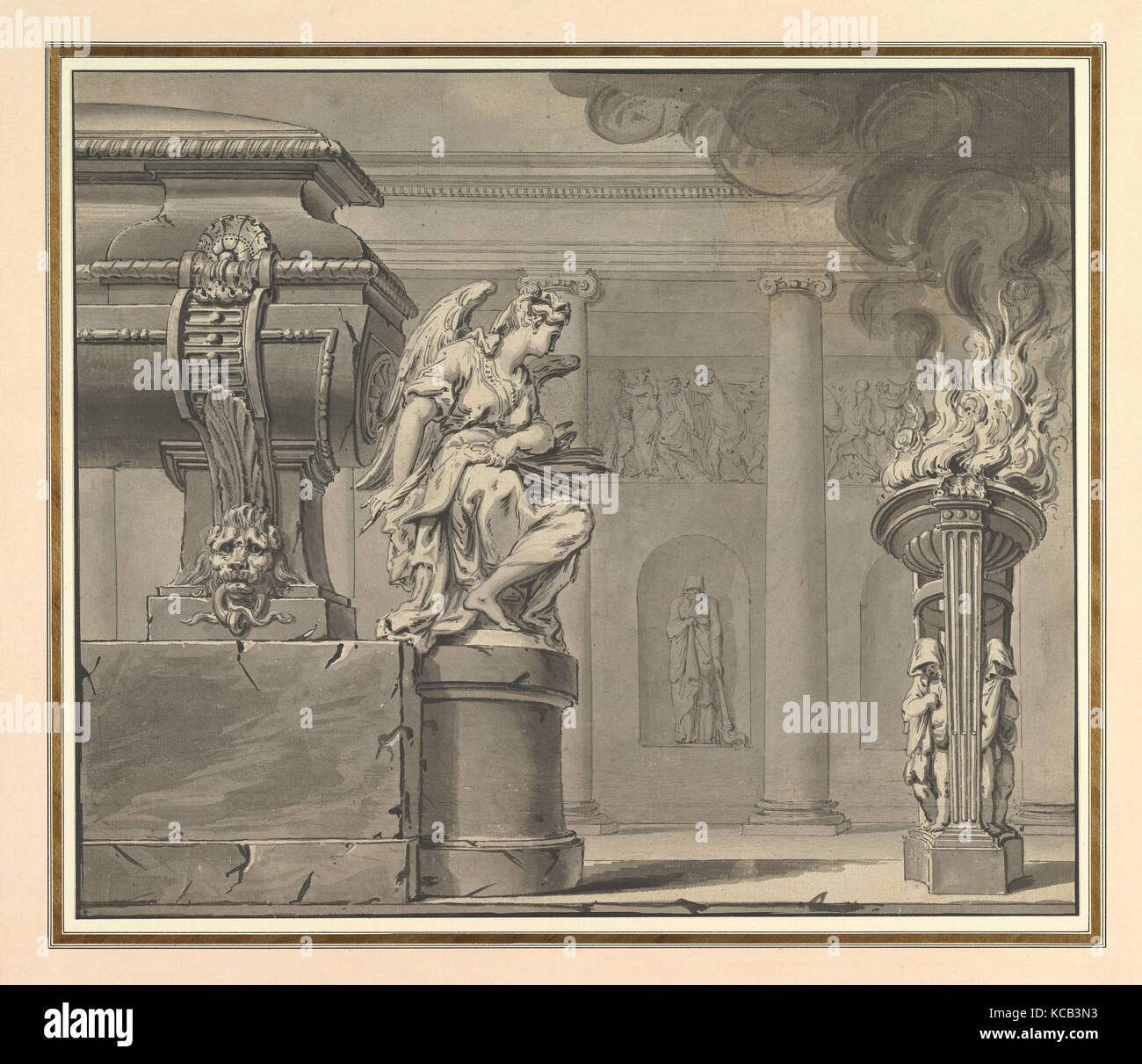Classical Scene with a Tomb and Flaming Brazier, Gilles-Marie Oppenord ...