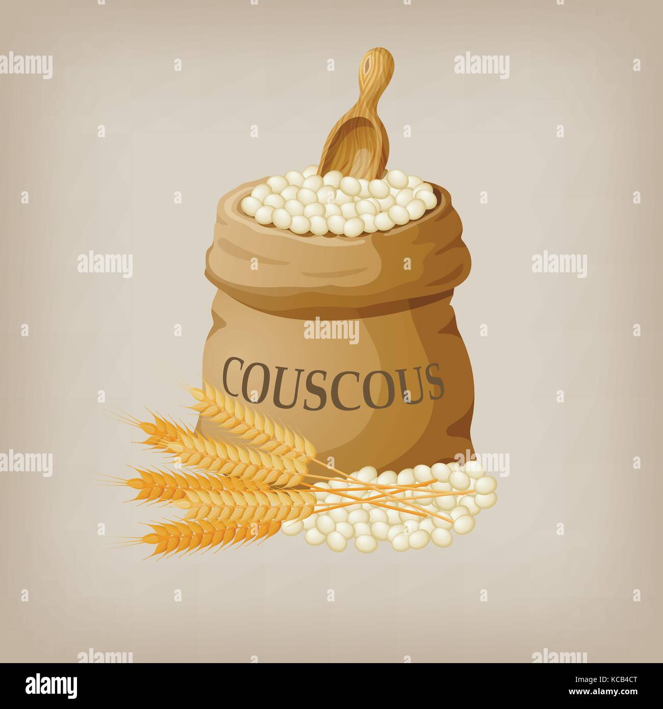Bulgur or couscous in burlap bag. Vector illustration Stock Vector ...