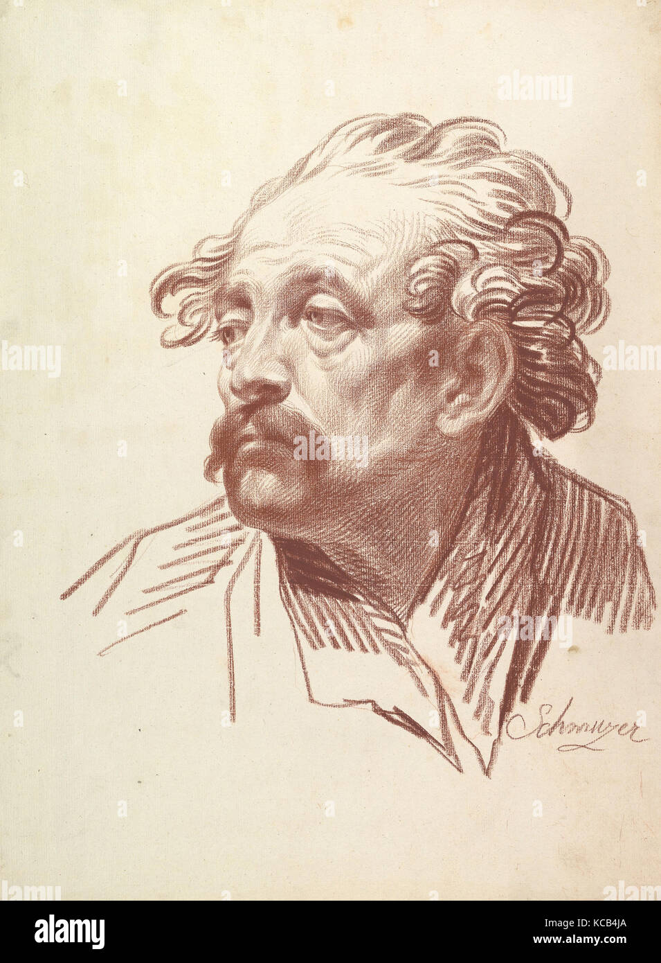 Head of a Man with a Moustache Looking Left, Jakob Matthias Schmutzer ...