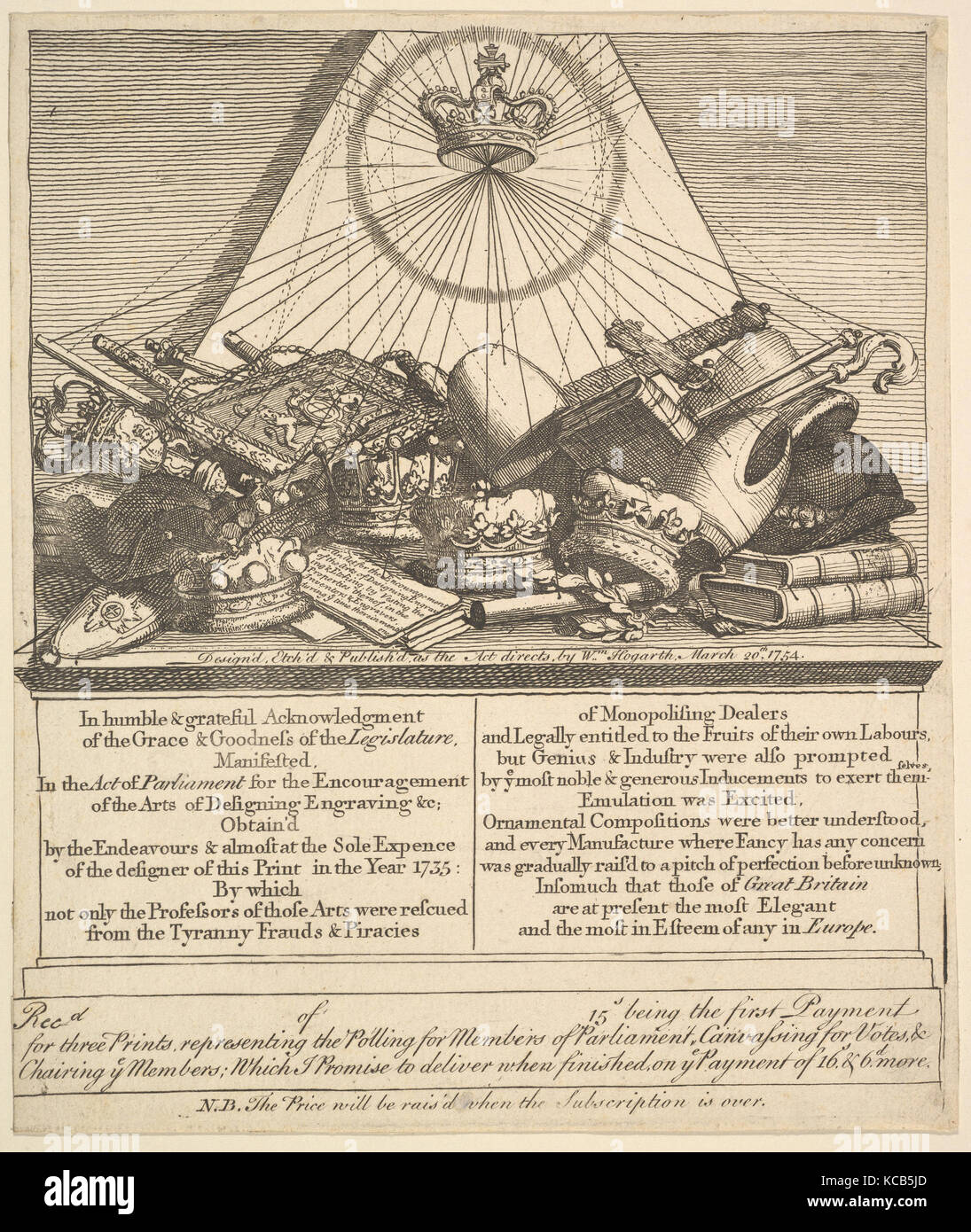Crowns, Mitres, Maces, etc., 1755, Etching; fourth state of four, sheet ...
