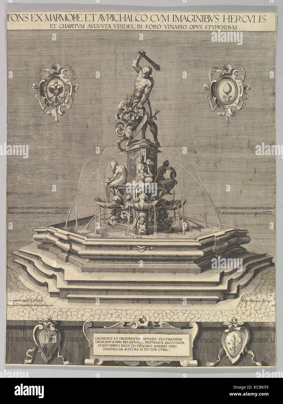 Fountain of Hercules in Augsburg (Copy), 1602, Engraving, 47 x 35.5 ...