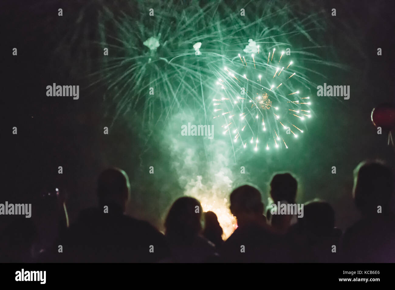 Crowd watching fireworks Stock Photo - Alamy