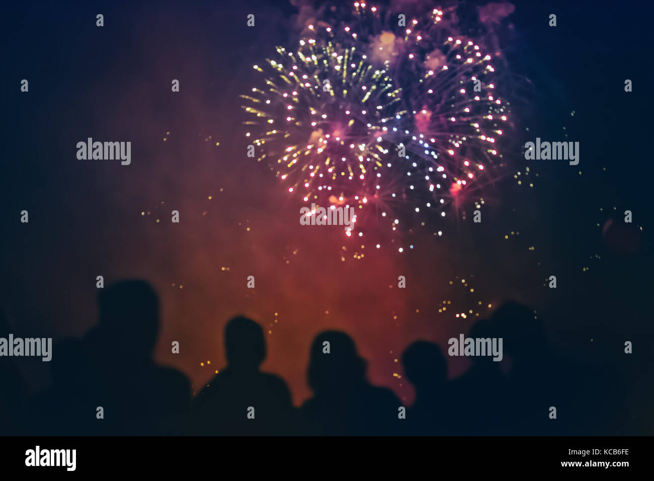 Crowd watching fireworks Stock Photo - Alamy
