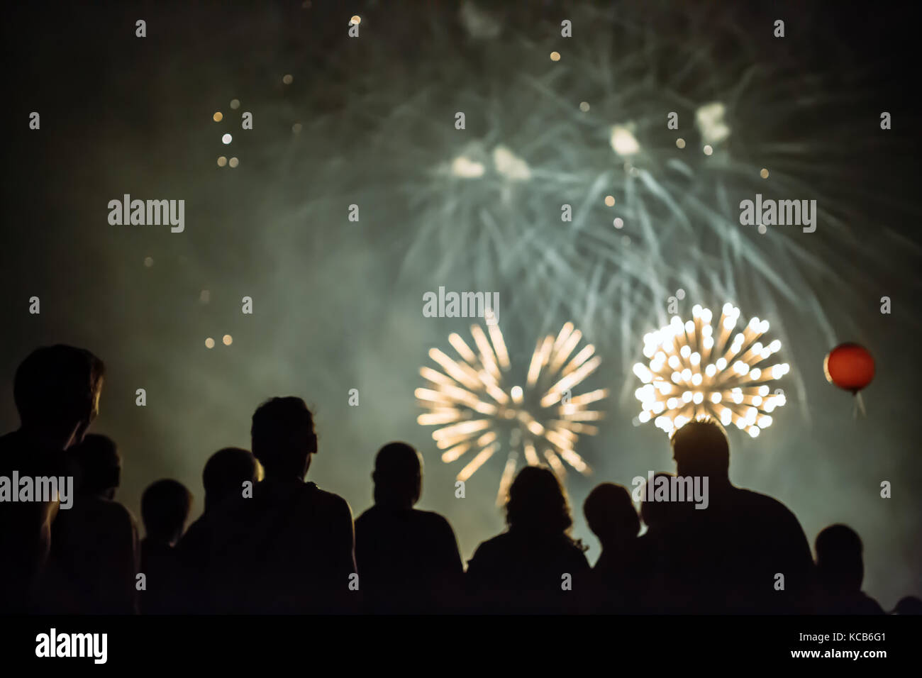 Crowd watching fireworks Stock Photo - Alamy