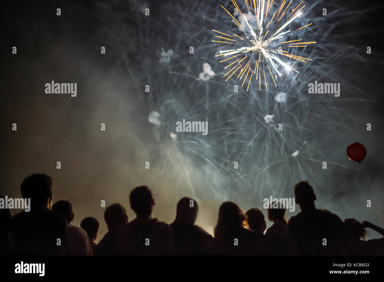 Crowd watching fireworks Stock Photo - Alamy