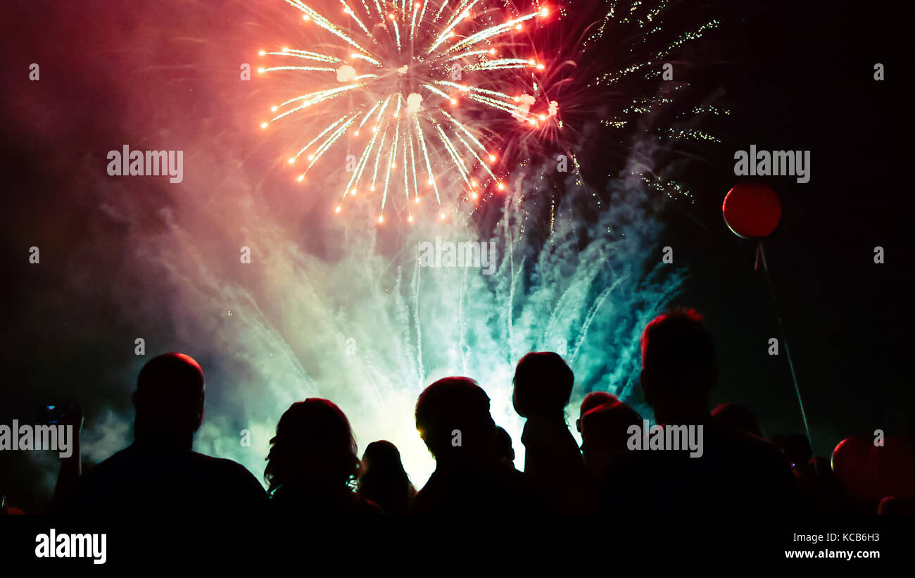 Crowd watching fireworks Stock Photo - Alamy