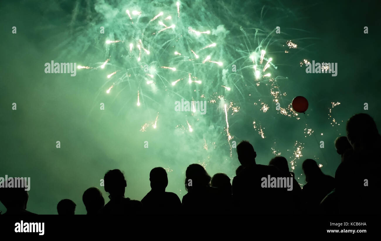 Crowd watching fireworks Stock Photo - Alamy